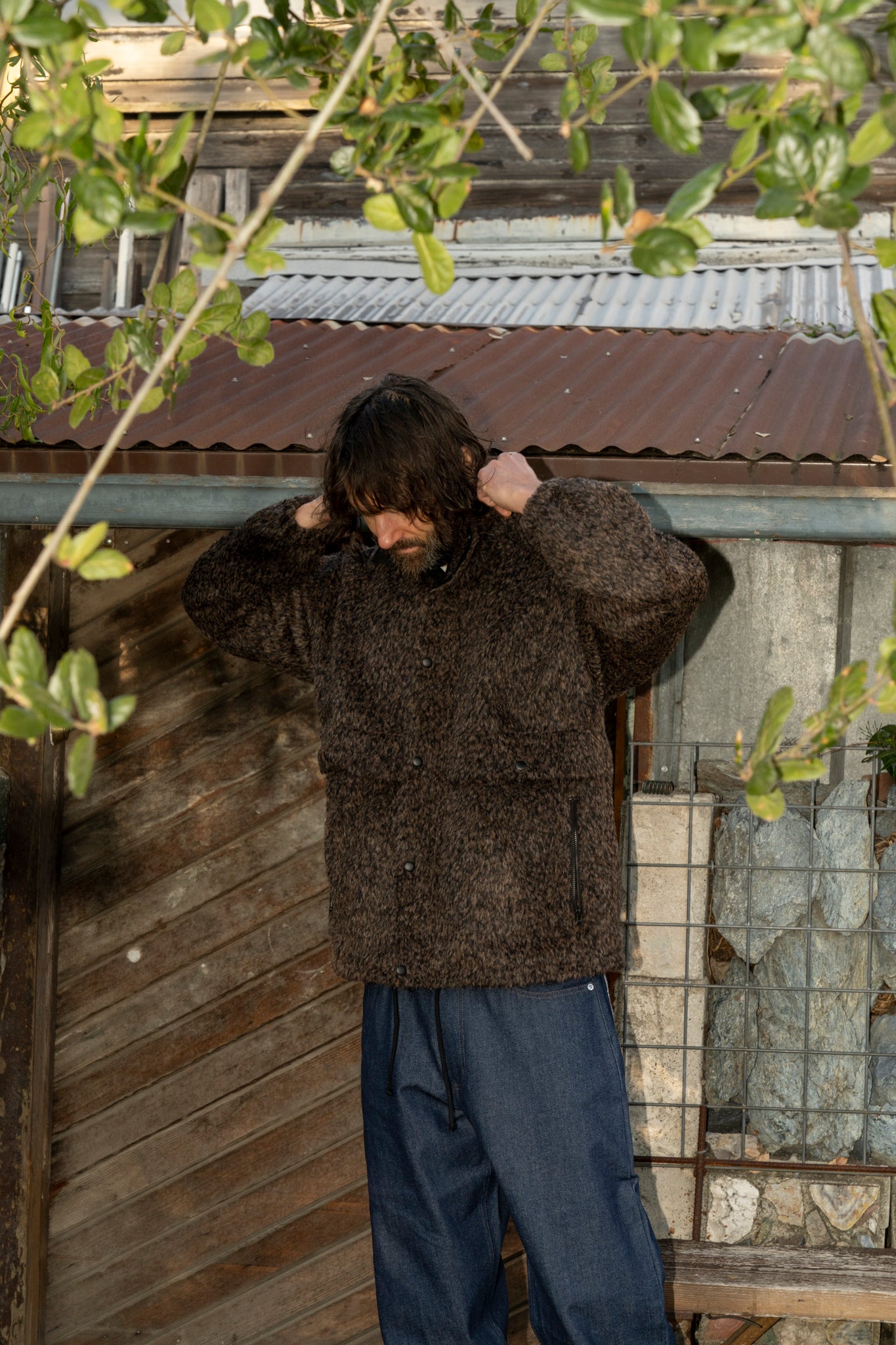 ARCHIE - FUNNEL ZIP JACKET IN BROWN/BLACK – understory-shop