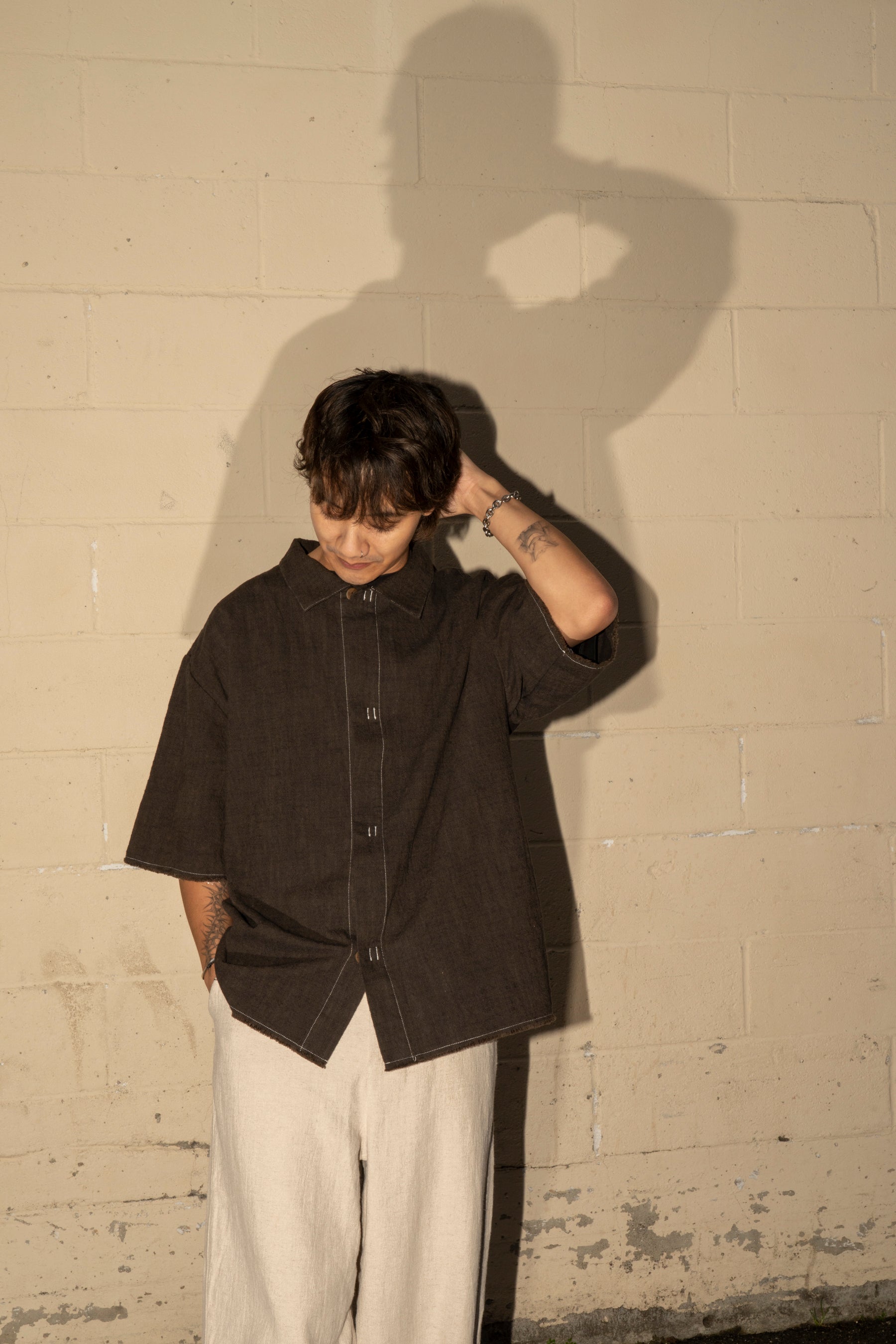 SATTA TACK SHIRT IN SPECKLED BROWN understory shop